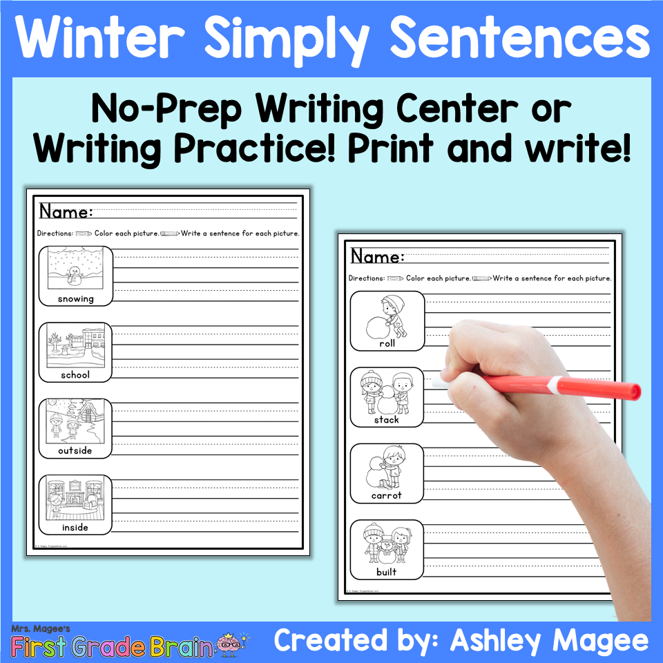 Simply Sentences - Winter - No Prep Sentence Writing Center or Practice ...