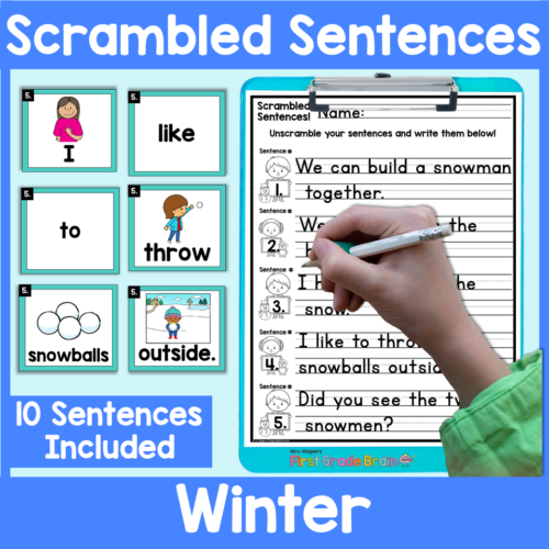 Winter Writing Activity Scrambled Sentences Center | Made By Teachers