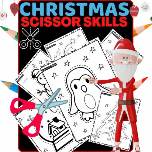 Christmas Scissor skills Cutting and Coloring ,Winter Activities 100 ...