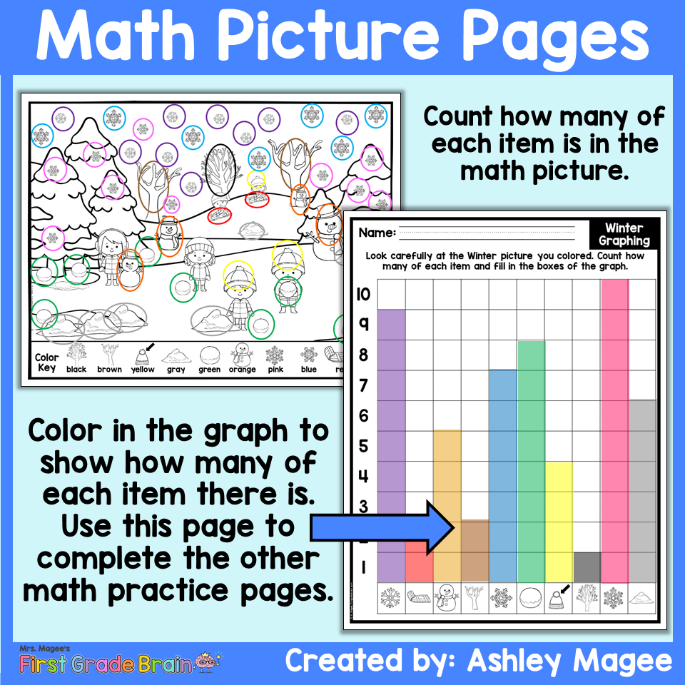 Winter Math Picture Pages Activity - Addition Subtraction Multiply ...