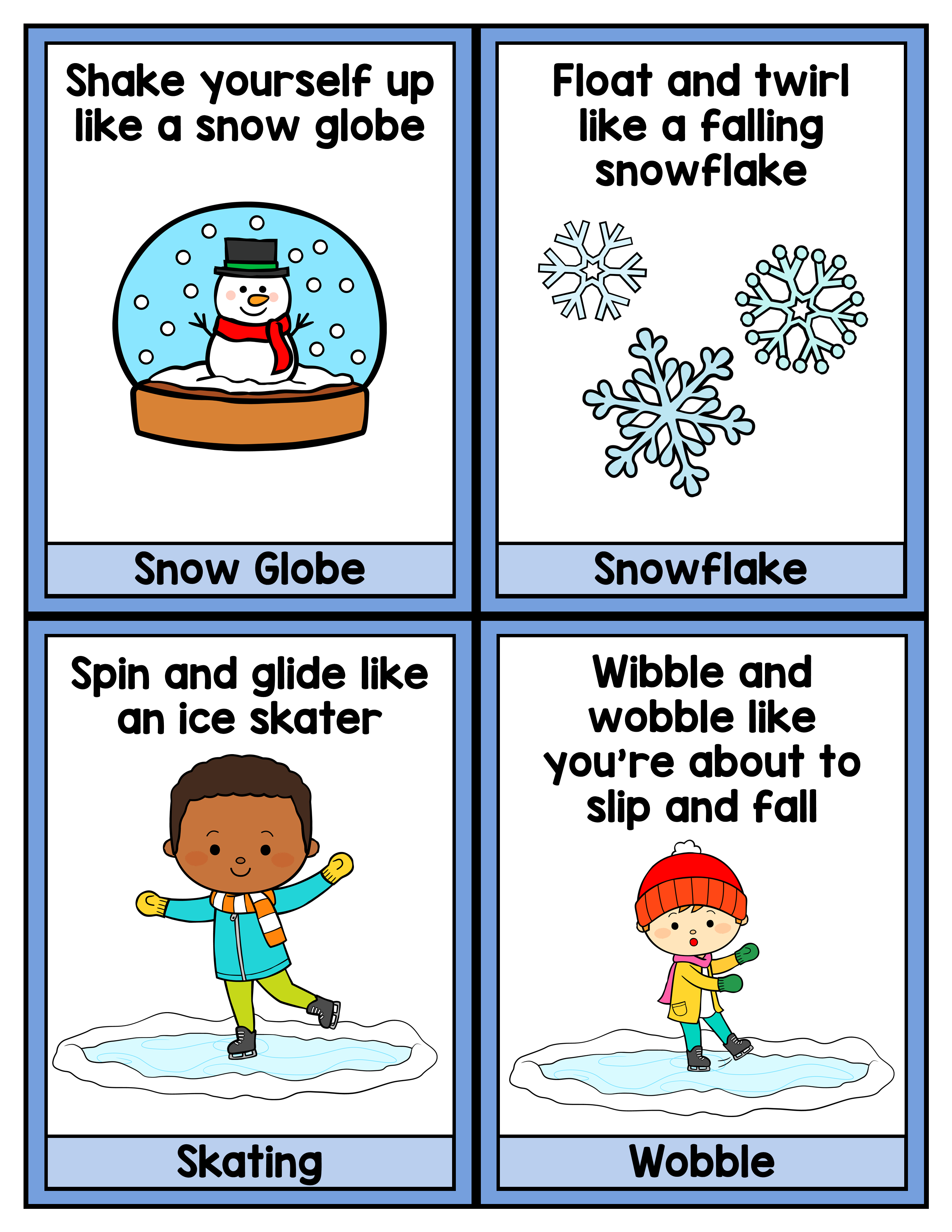 Move It! Movement Cards Winter Theme Brain Breaks for Gross Motor ...