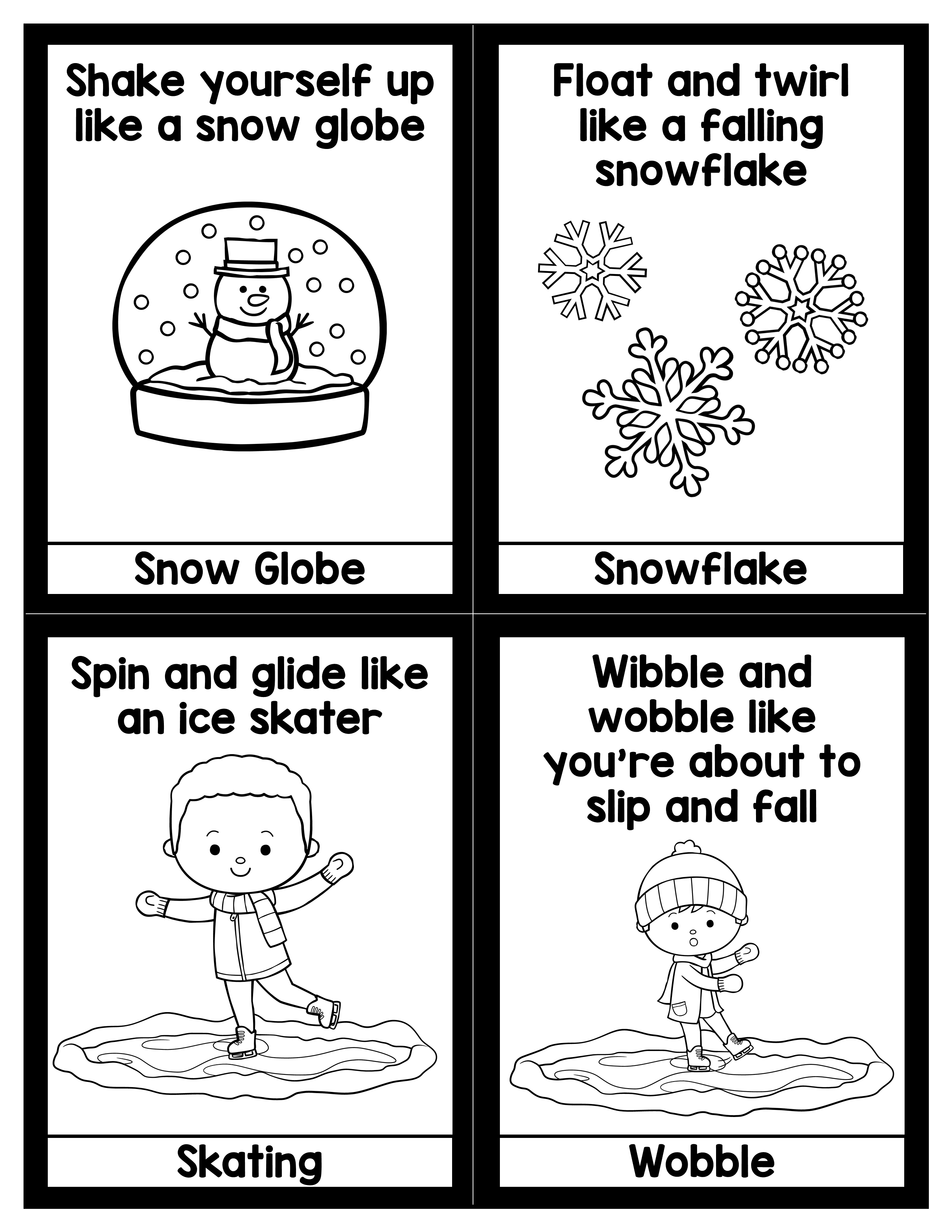 Move It! Movement Cards Winter Theme Brain Breaks for Gross Motor ...
