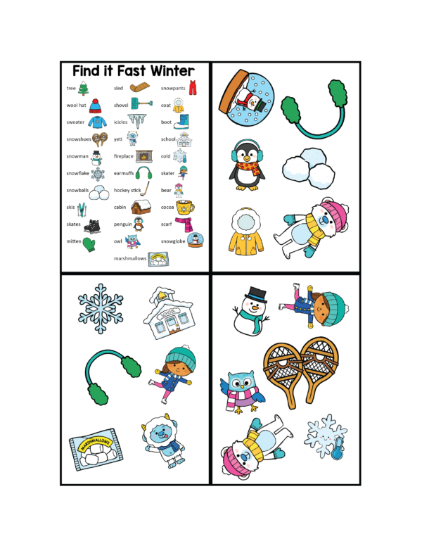 Winter Find it Fast Card Game - Made By Teachers