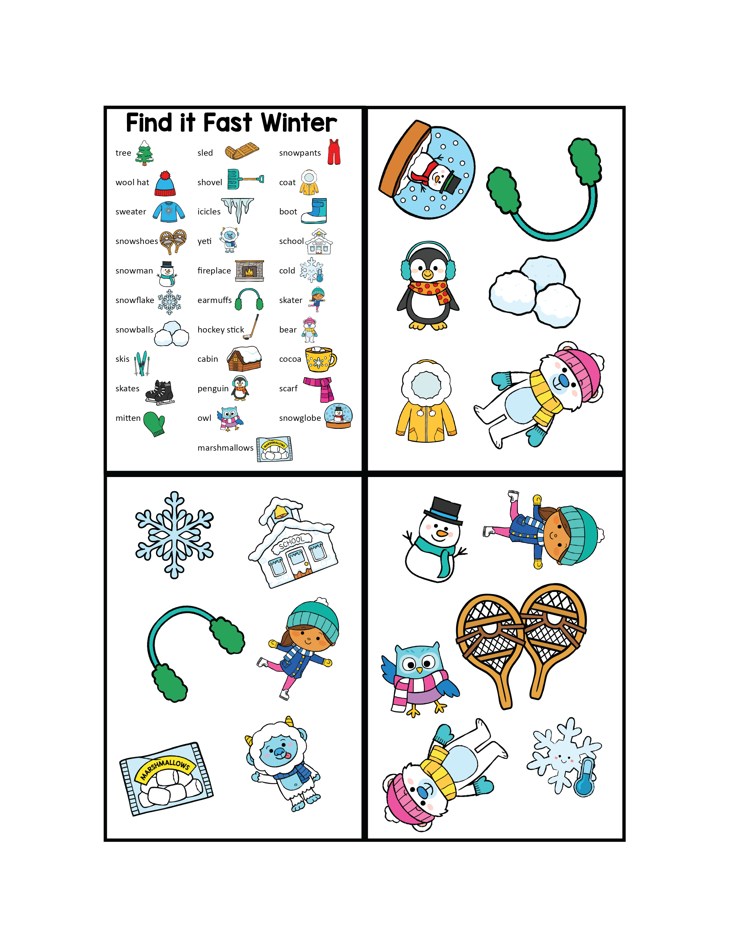 Winter Find it Fast Card Game | Made By Teachers
