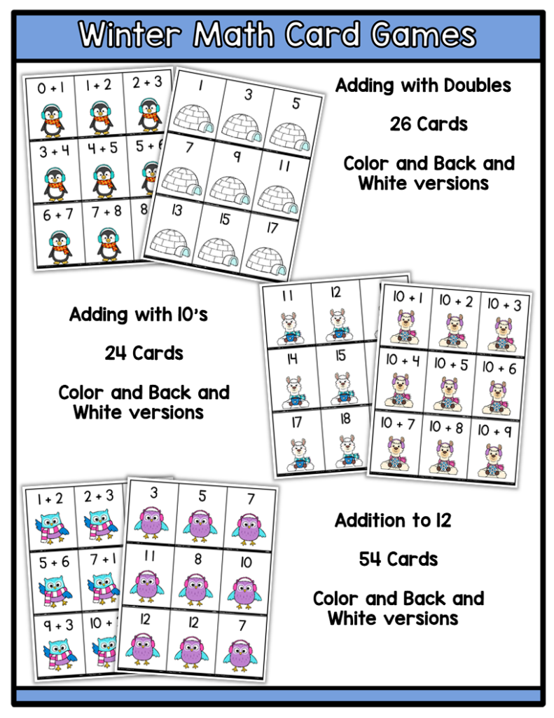 Winter Math Card Games: 13 Games for Addition, Subtraction, Time, and ...
