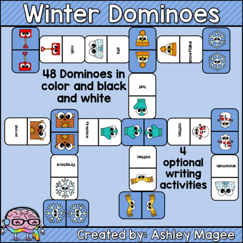 Winter Domino Game with Writing Activity Options - Made By Teachers