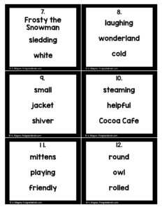 Winter Grammar Scoot Game Task Card Center 3 Games Nouns Verbs and ...