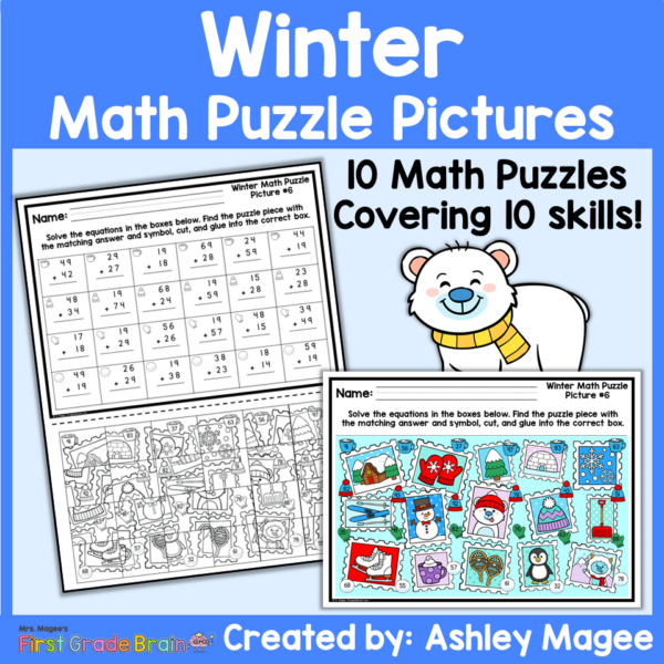 Winter Math Puzzle Pictures | Made By Teachers
