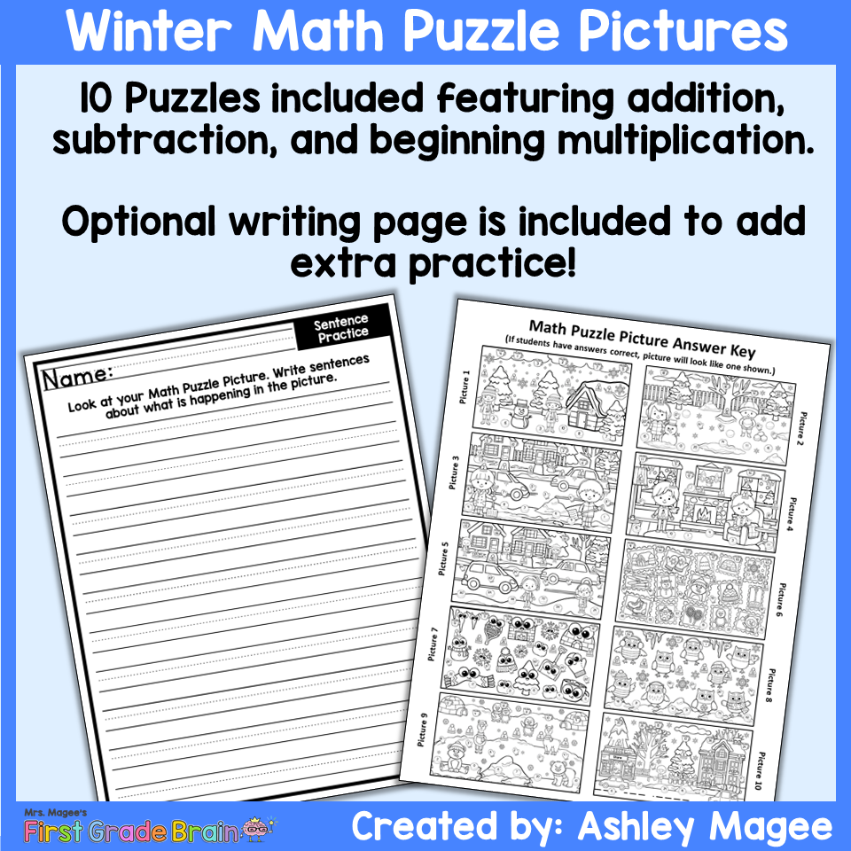 Winter Math Puzzle Pictures | Made By Teachers