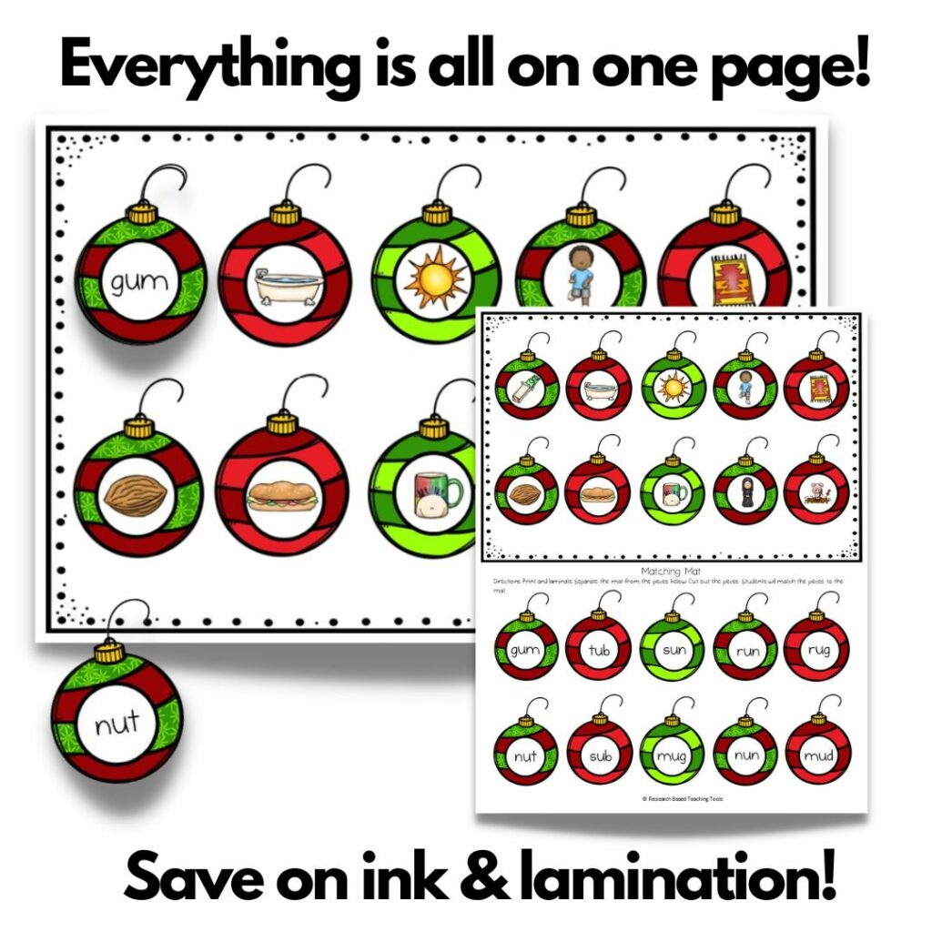 Christmas CVC Words Matching Activity - Made By Teachers