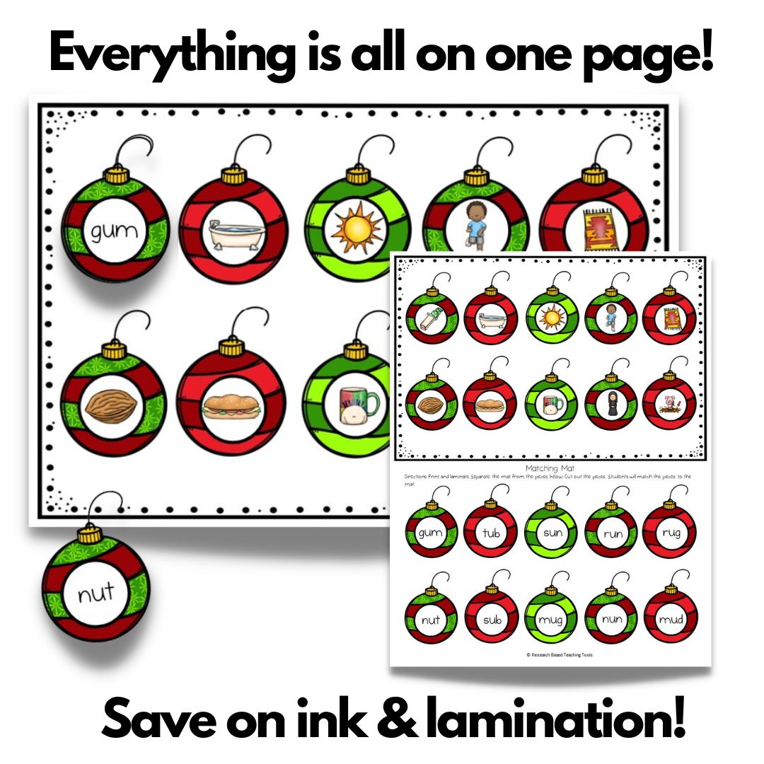 Christmas CVC Words Matching Activity | Made By Teachers