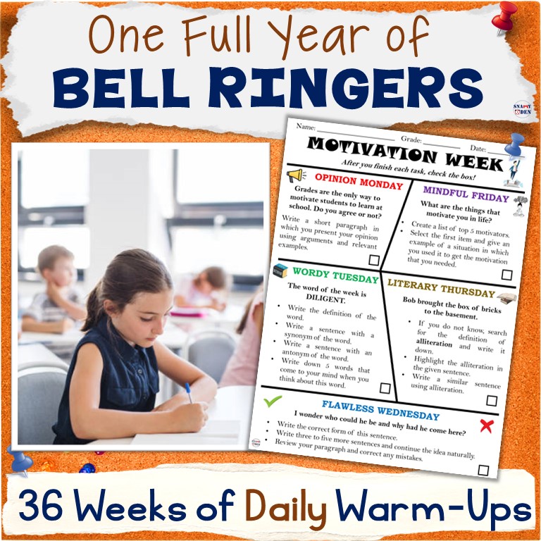 Bell Ringers For Middle School One Year Of Daily ELA Warm Up Bell Ringers For Middle School One Year Of Daily ELA Warm Up