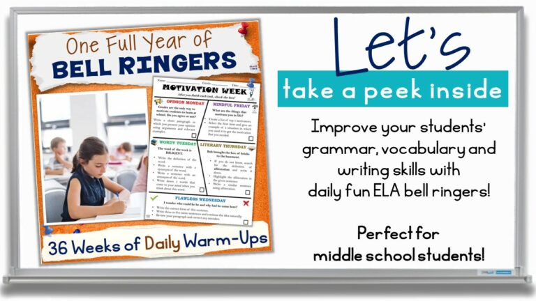 Bell Ringers For Middle School: One Year of Daily ELA Warm Up ...