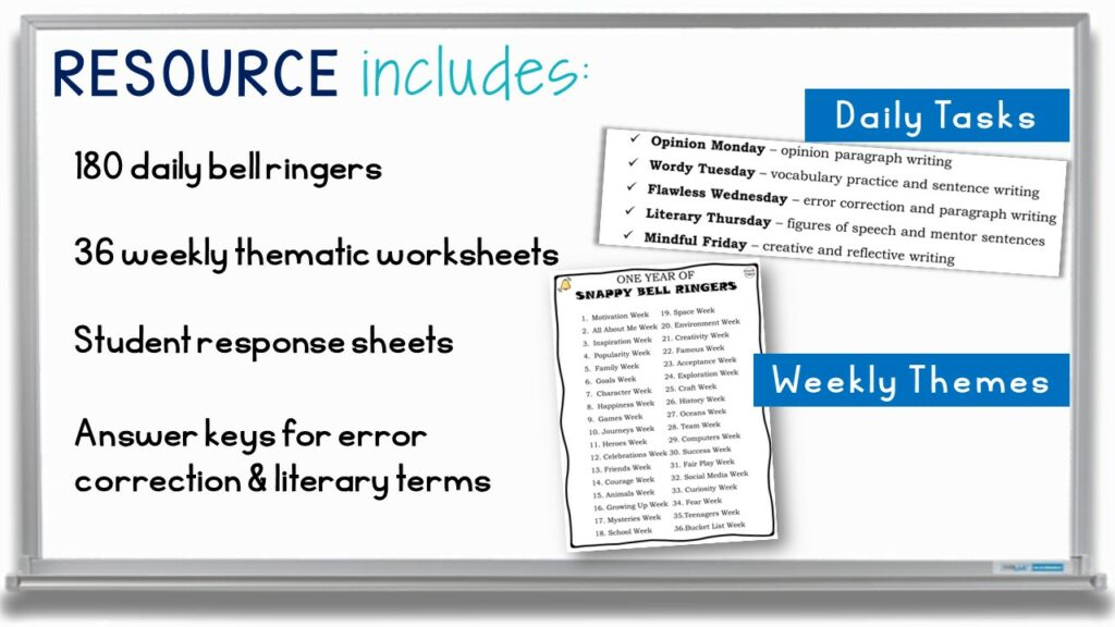 Bell Ringers For Middle School: One Year of Daily ELA Warm Up ...