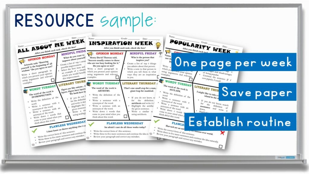 Bell Ringers For Middle School: One Year of Daily ELA Warm Up ...