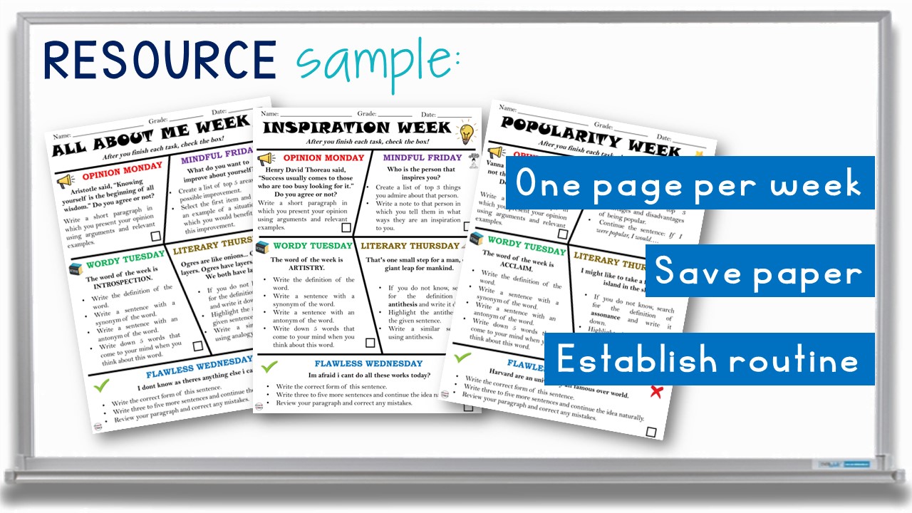 Bell Ringers For Middle School: One Year of Daily ELA Warm Up ...