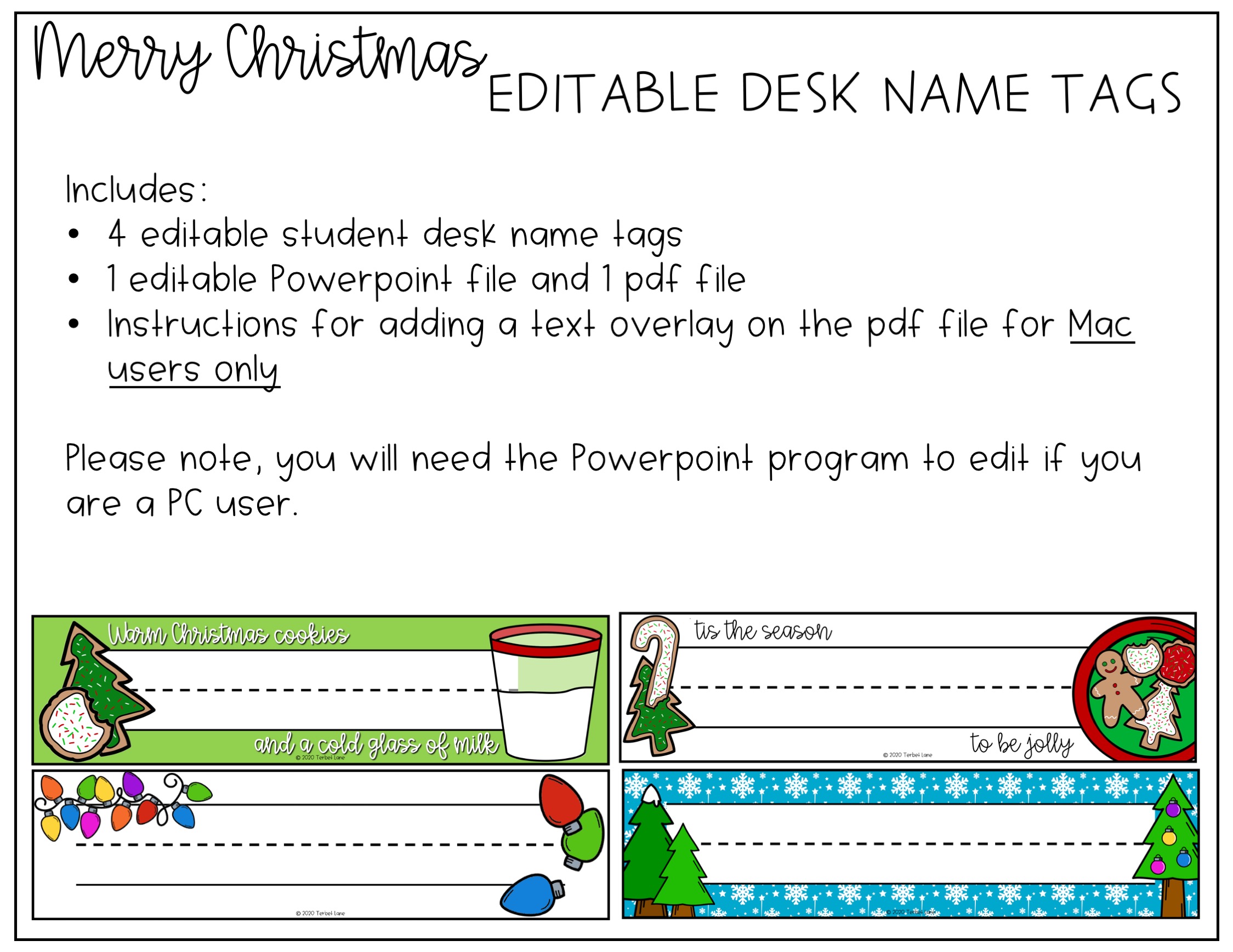 Editable Desk Name Tags | Christmas Themed Desk Name Plates | Made By ...