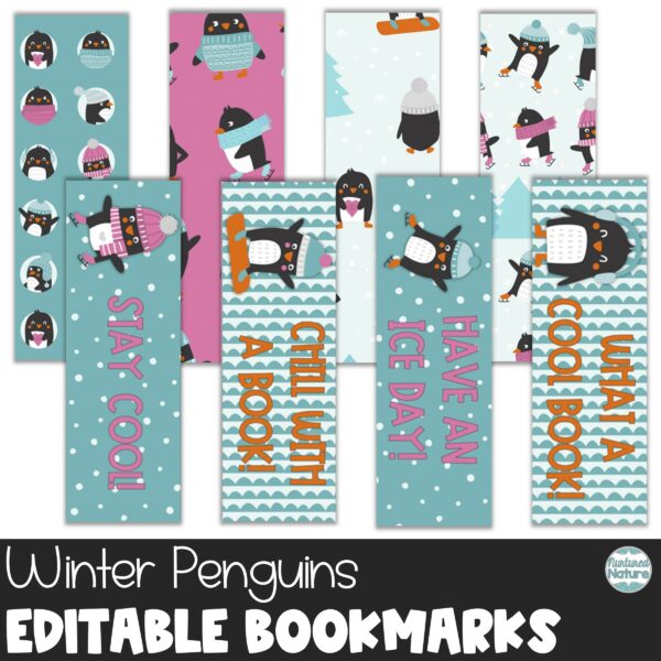 Editable Penguin Bookmarks – Winter Gift Tags for Books for Kids | Made ...