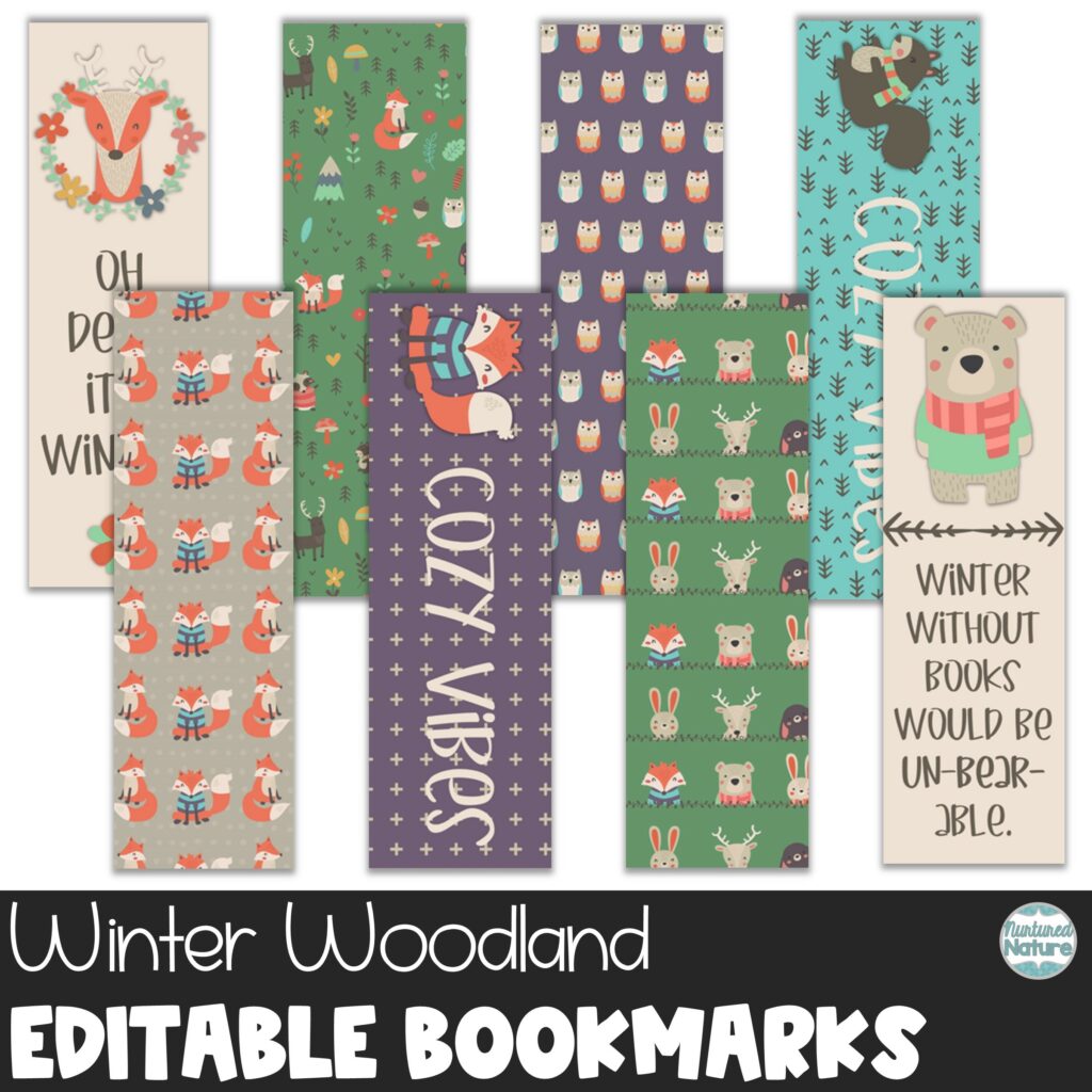 Editable Bookmarks - Woodland Animal Gift Tags for Winter Student Gifts ...