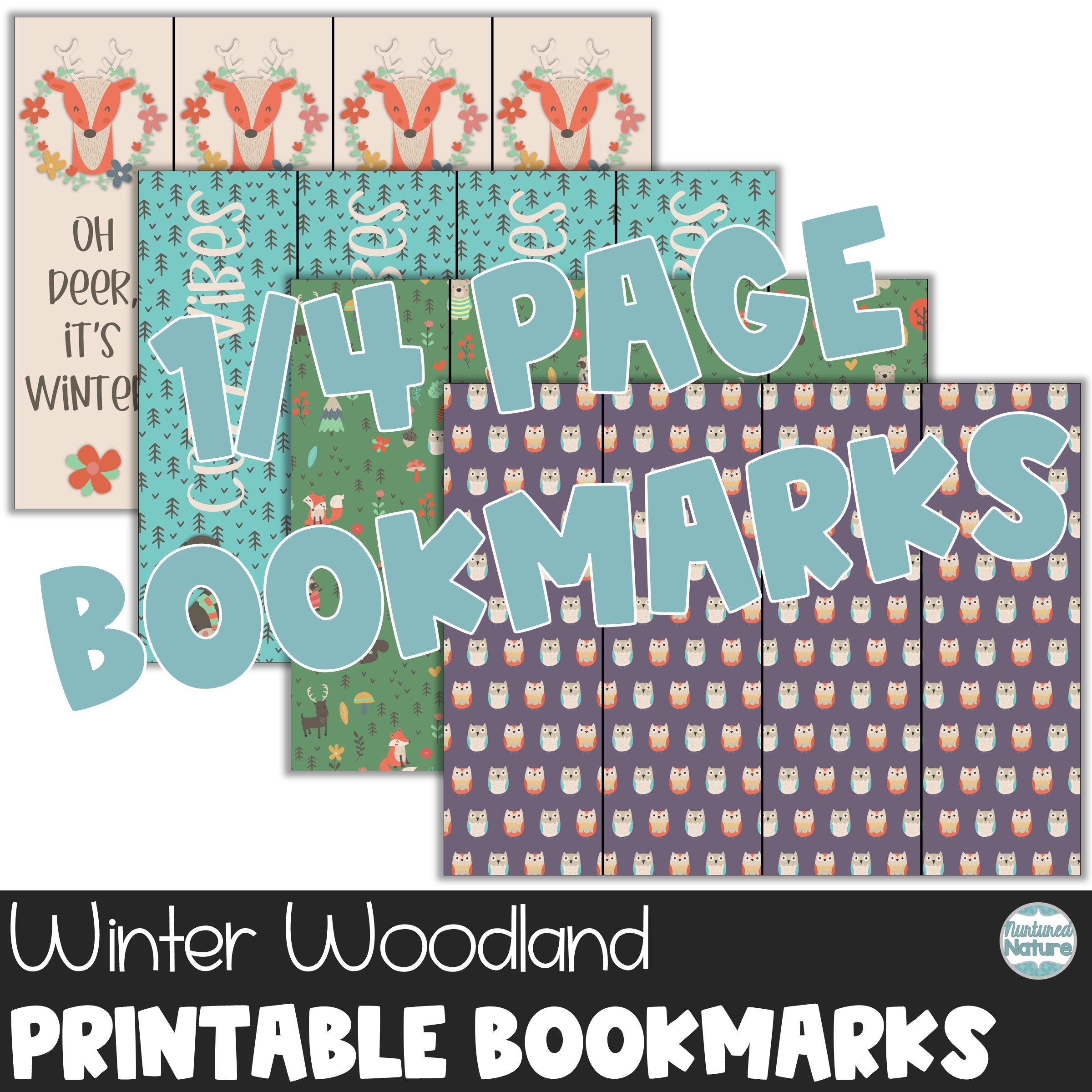 Editable Bookmarks - Woodland Animal Gift Tags for Winter Student Gifts ...