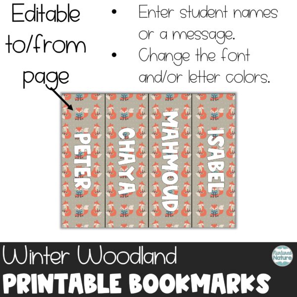 Editable Bookmarks - Woodland Animal Gift Tags for Winter Student Gifts ...