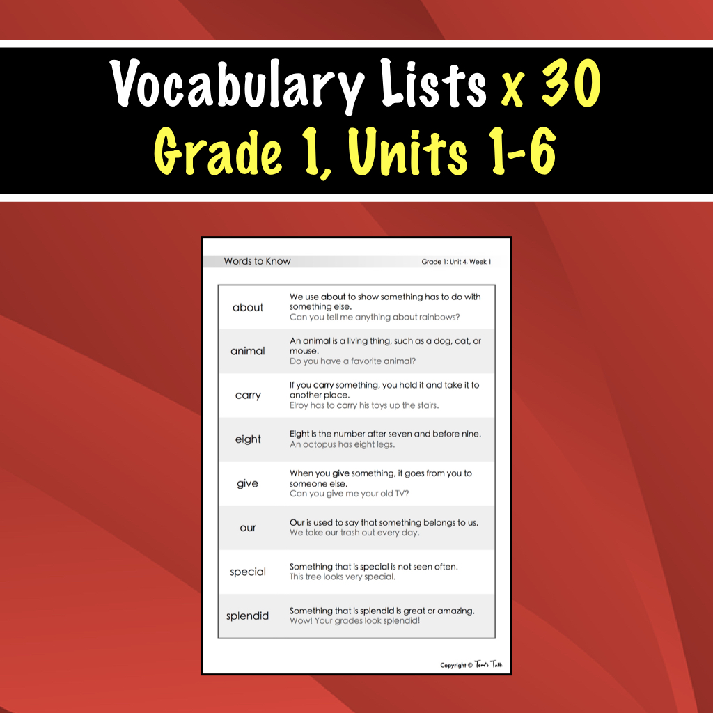 Grade 1 McGraw-Hill Reading Wonders Words to Know - Word List, Test ...