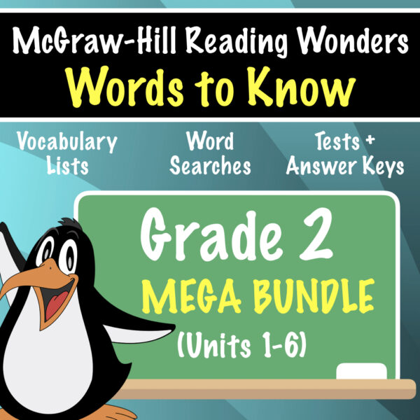 Grade 2 McGraw-Hill Reading Wonders Words to Know - Word List, Test ...