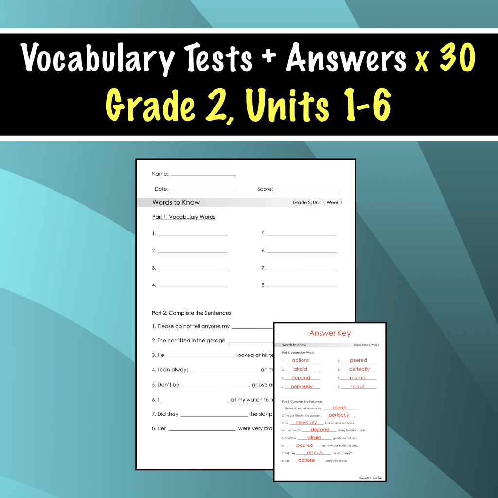 Grade 2 McGraw-Hill Reading Wonders Words to Know - Word List, Test ...