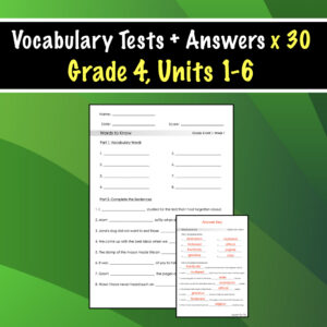 Grade 4 McGraw-Hill Reading Wonders Words to Know - Word List, Test ...
