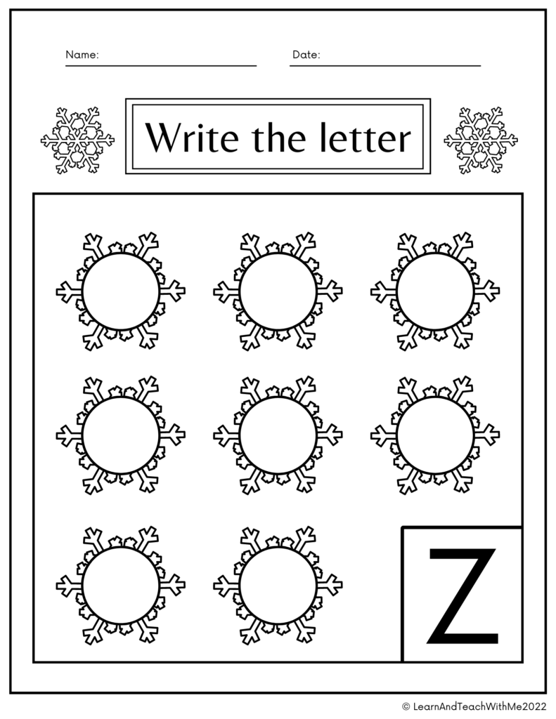 Winter Alphabet Uppercase Letters Writing Worksheets | Made By Teachers