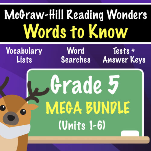 Grade 5 McGraw-Hill Reading Wonders Words to Know - Word List, Test ...