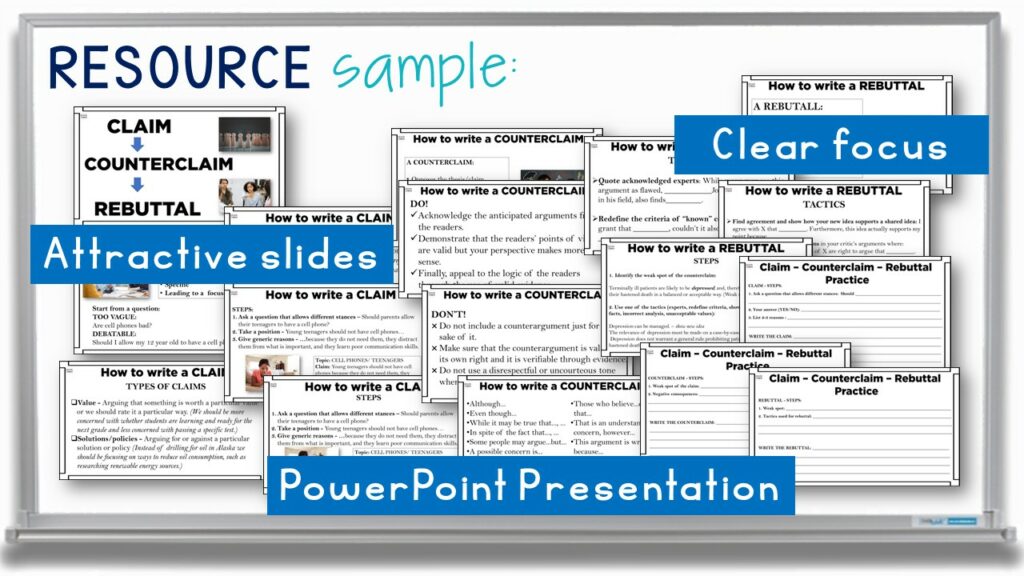 Claim, Counterclaim, Rebuttal Paragraph Writing Guide with Practice ...