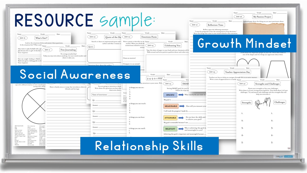 Social Emotional Learning Activities for Middle School - 30 Days ...