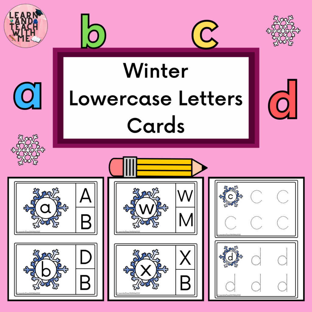 Winter Lowercase Letters Clip Cards and Tracing Cards | Made By Teachers