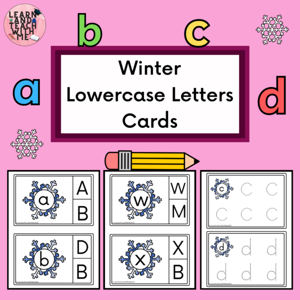 Winter Lowercase Letters Clip Cards and Tracing Cards | Made By Teachers