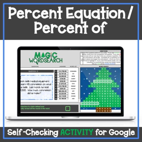 Percent Equations - Percent of - Digital Self-Checking Winter Activity ...
