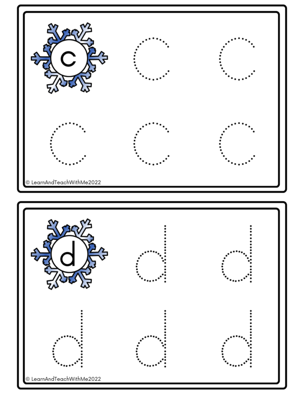 Winter Lowercase Letters Clip Cards and Tracing Cards | Made By Teachers