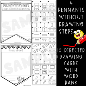 Back to School Directed Drawing Pennants - Back to School Writing ...