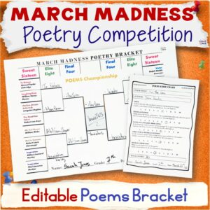 March Madness Poetry Competition - Editable Reading Poems Bracket ...