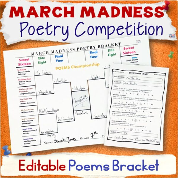 March Madness Poetry Competition - Editable Reading Poems Bracket ...