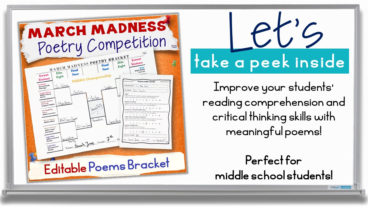 March Madness Poetry Competition - Editable Reading Poems Bracket ...