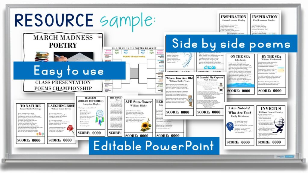 March Madness Poetry Competition - Editable Reading Poems Bracket ...