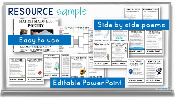 March Madness Poetry Competition - Editable Reading Poems Bracket ...