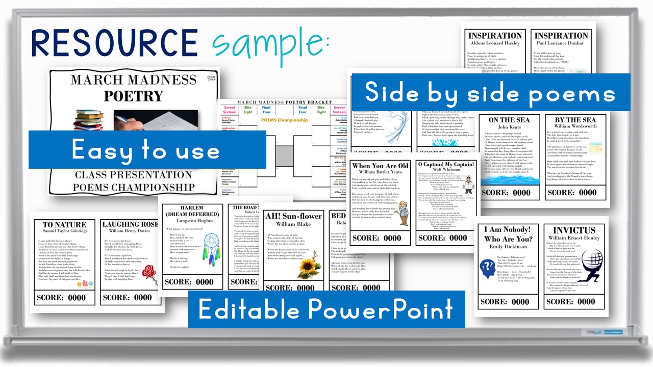 March Madness Poetry Competition - Editable Reading Poems Bracket ...