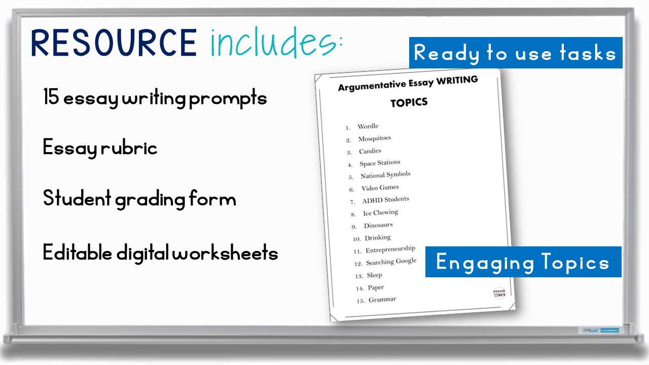 Argumentative Essay Writing Prompts: Text Based Topics with Grading ...