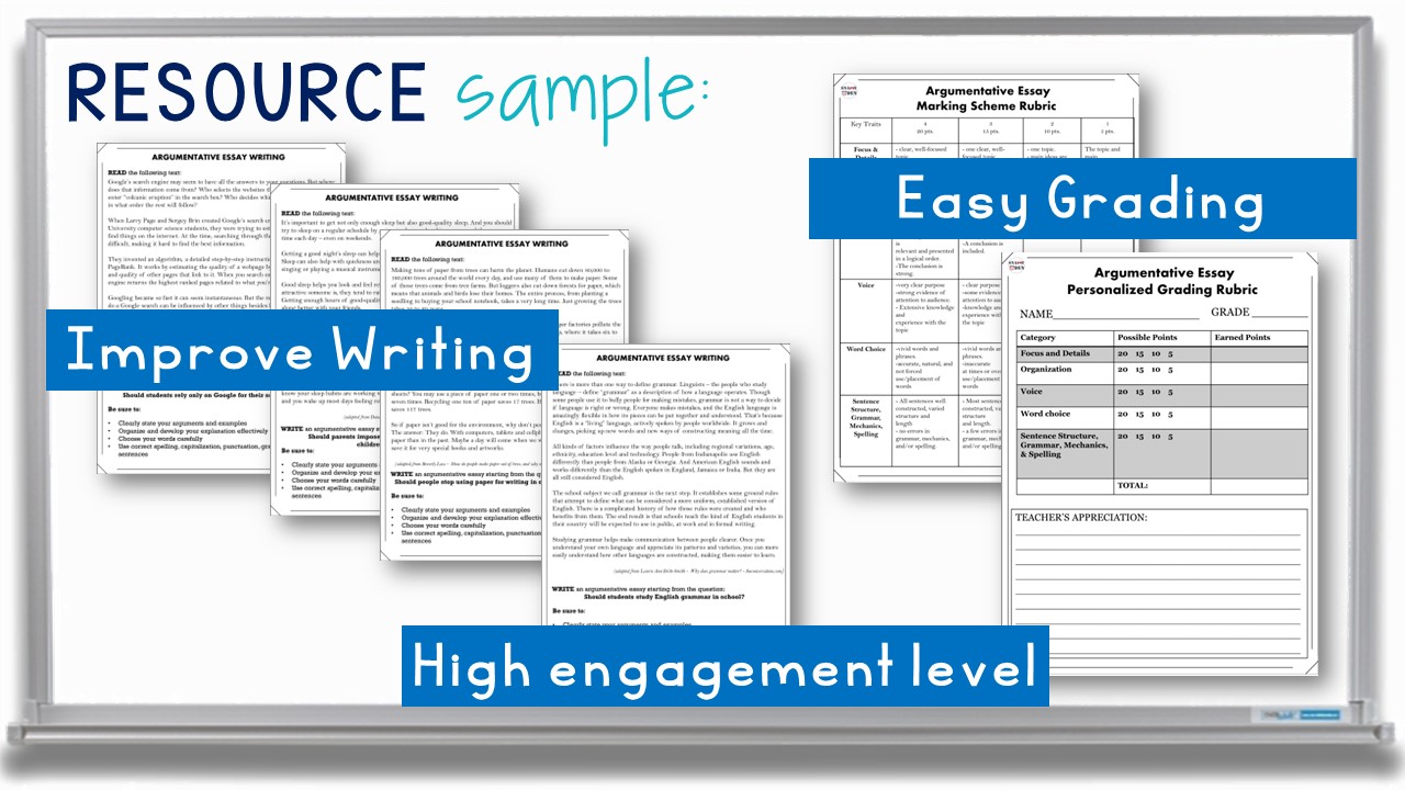 Argumentative Essay Writing Prompts: Text Based Topics with Grading ...