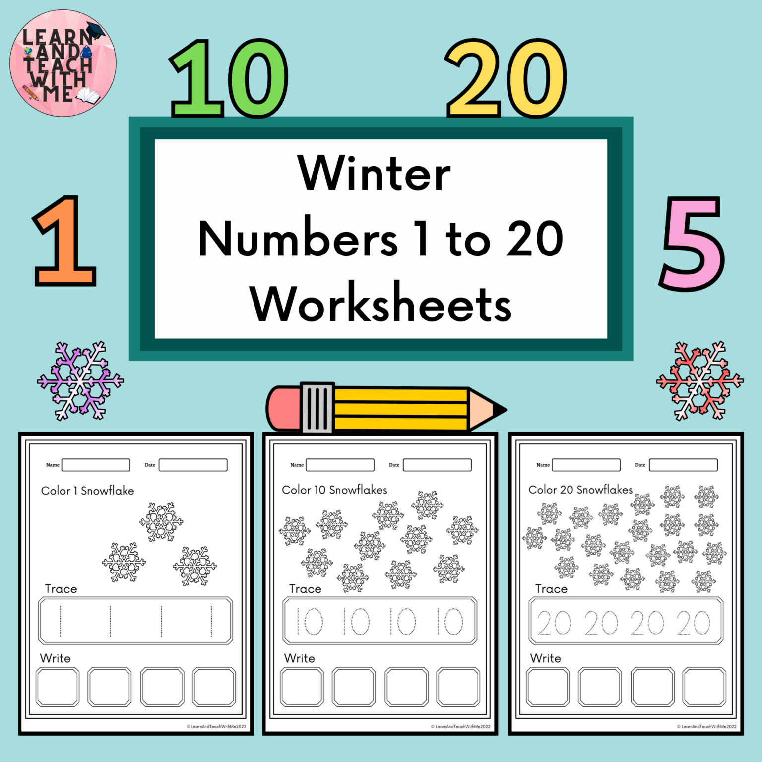 Winter Number 1-20 Tracing and Writing Worksheets Activities | Made By ...