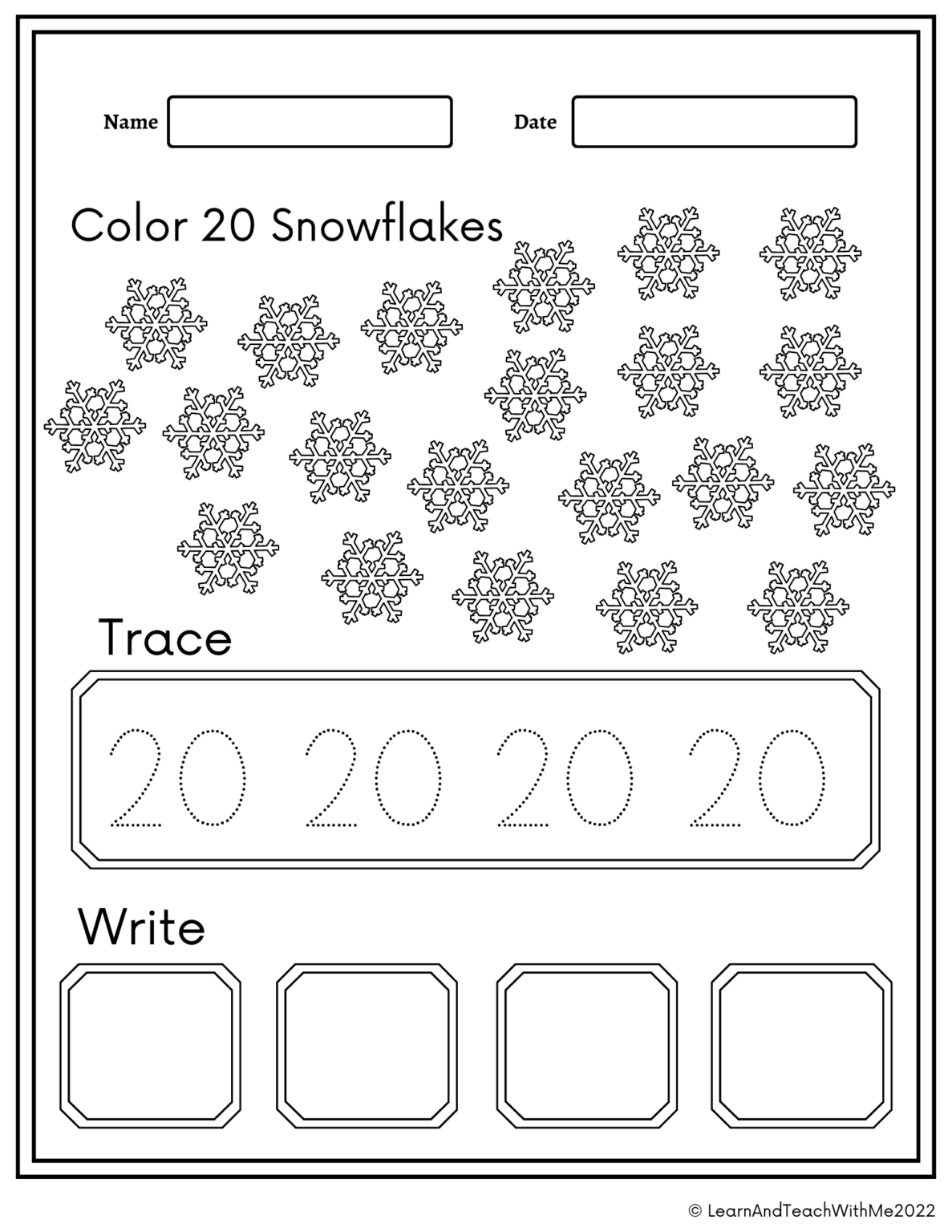 Winter Number 1-20 Tracing and Writing Worksheets Activities | Made By ...