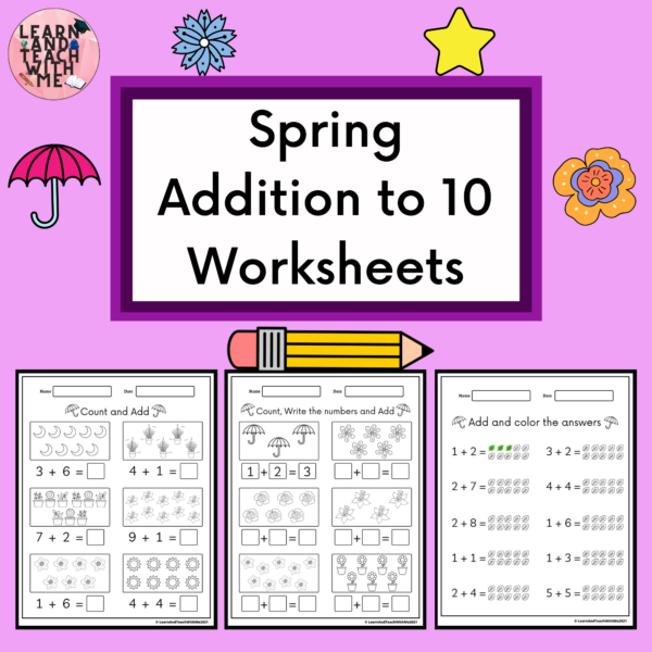 Spring Addition 1-10 Worksheets | Made By Teachers