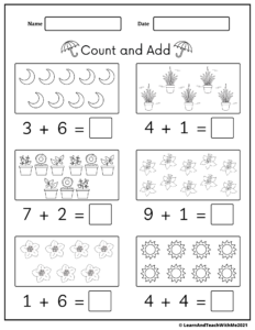 Spring Addition 1-10 Worksheets - Made By Teachers